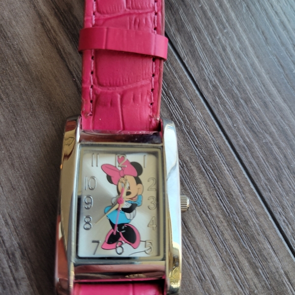 Disney | Accessories | Disney Minnie Mouse Pink Leather Watch | Poshmark
